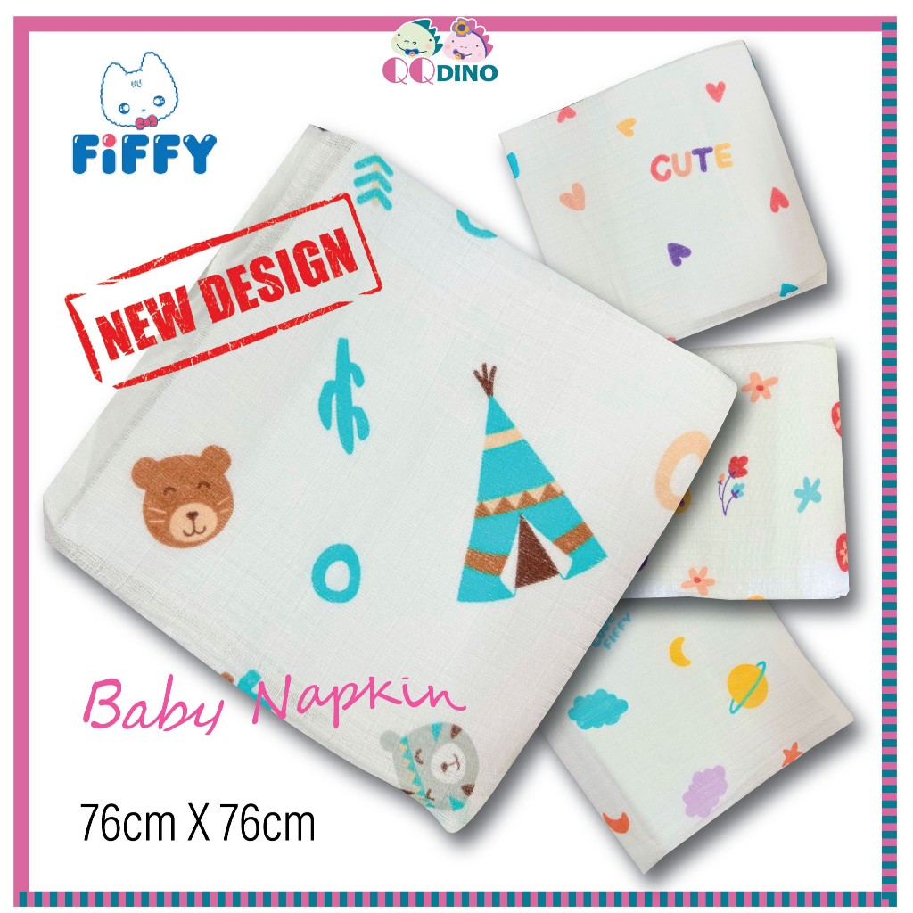 FIFFY Baby Napkin Printed Baby Wrappers Kain Lampin Bayi Bercorak ...