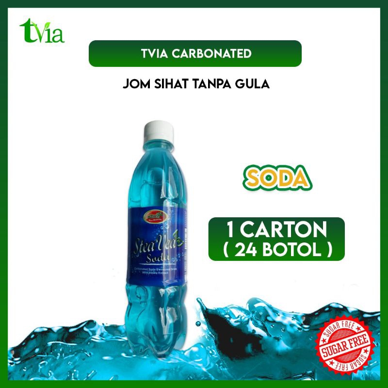 Minuman Berkarbonat Soda Tvia 100% Tanpa Gula (24 botol x 500ml ...