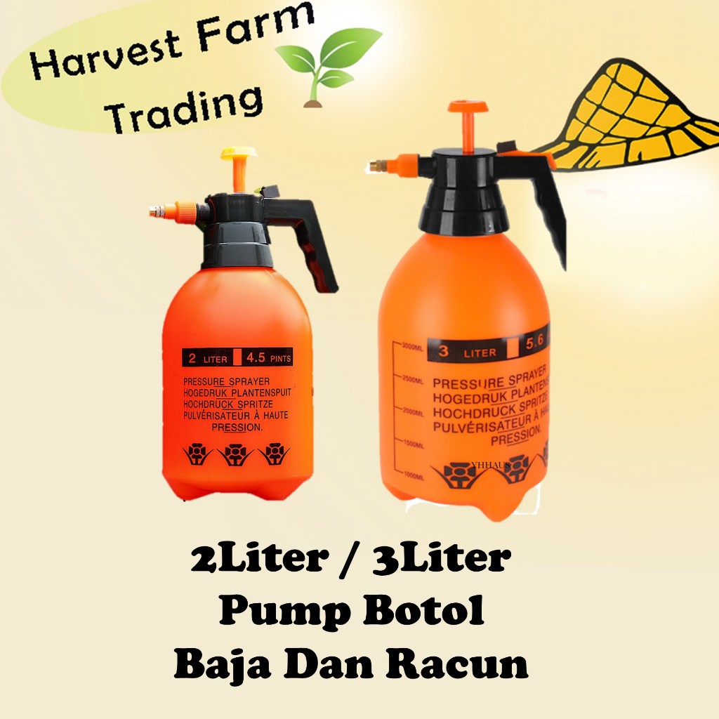 2 Liter Multi-Purpose Pressure Hand Pump Sprayer Gardening Tool Water ...