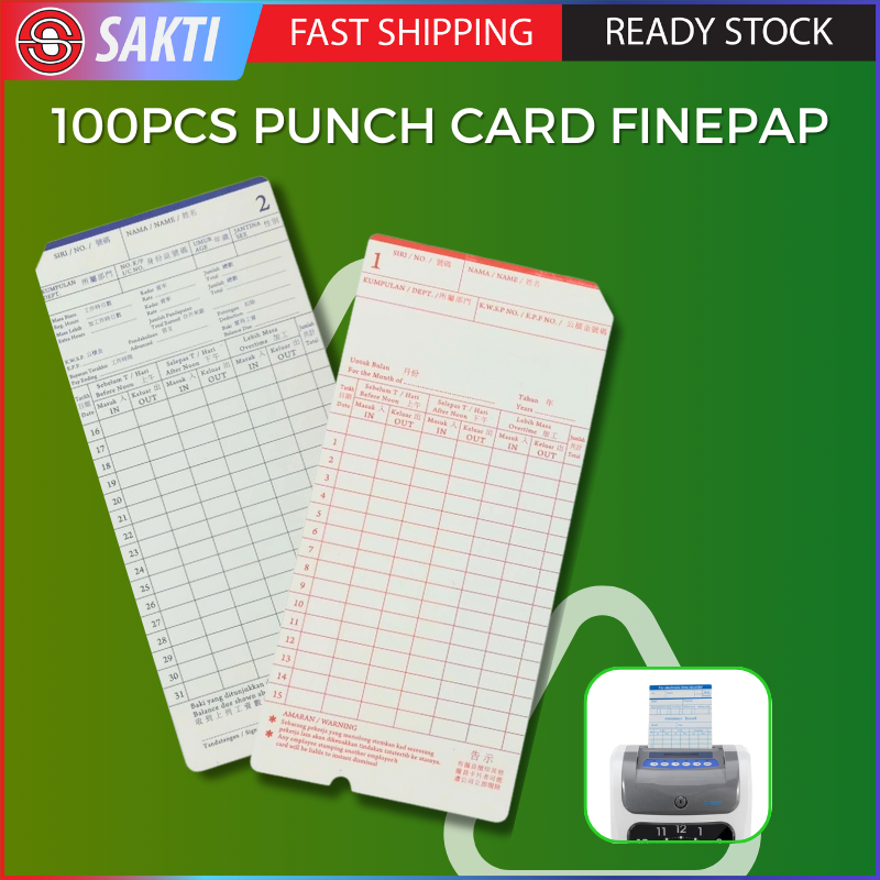 FINEPAP 100 Sheets Daily Punch Card - Time Recorder Card | Shopee Malaysia
