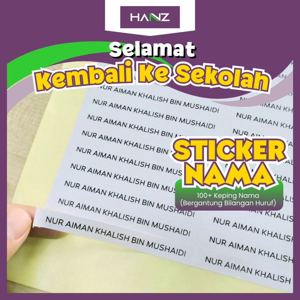 Sticker Nama Murid | Sticker Nama Kelas | Sticker Nama Sekolah | Shopee ...
