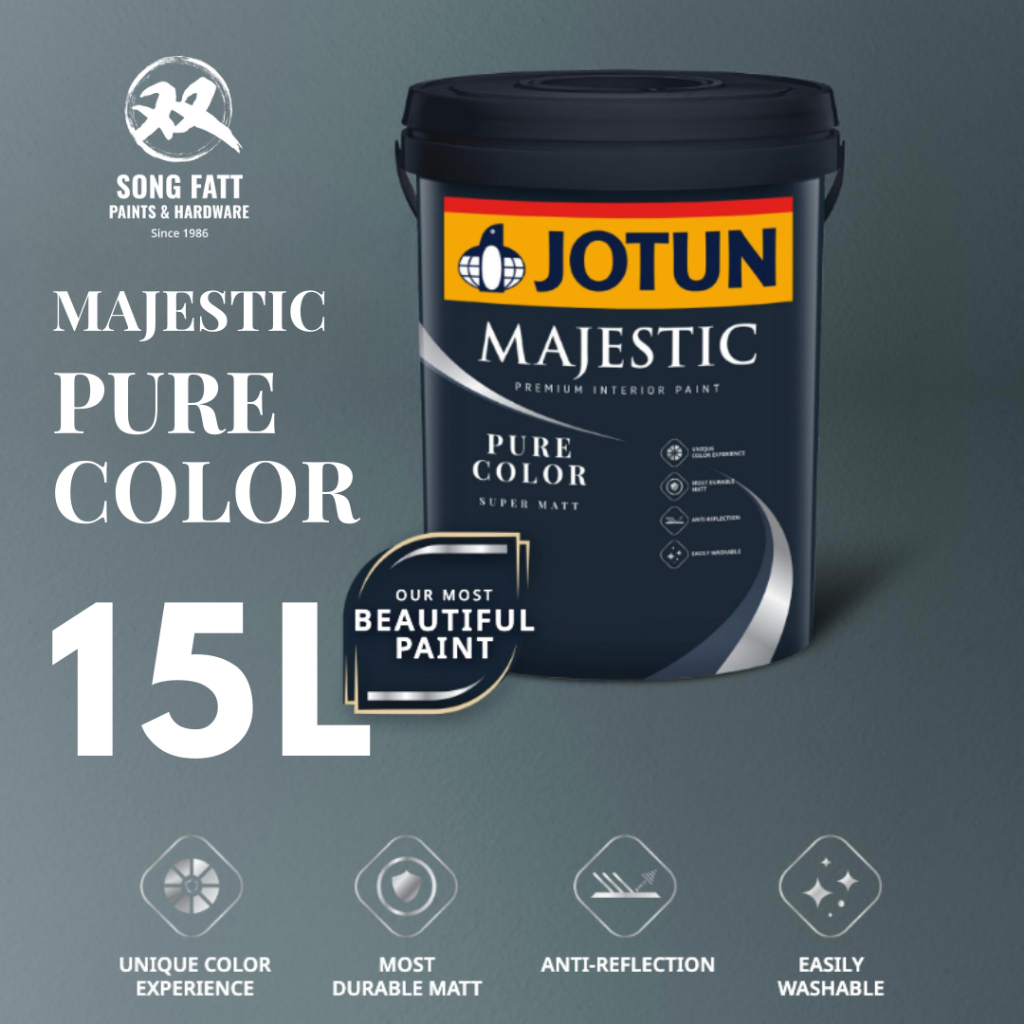 Jotun Majestic PURE COLOR 15L (White/Colour) MATT Interior/True Beauty ...