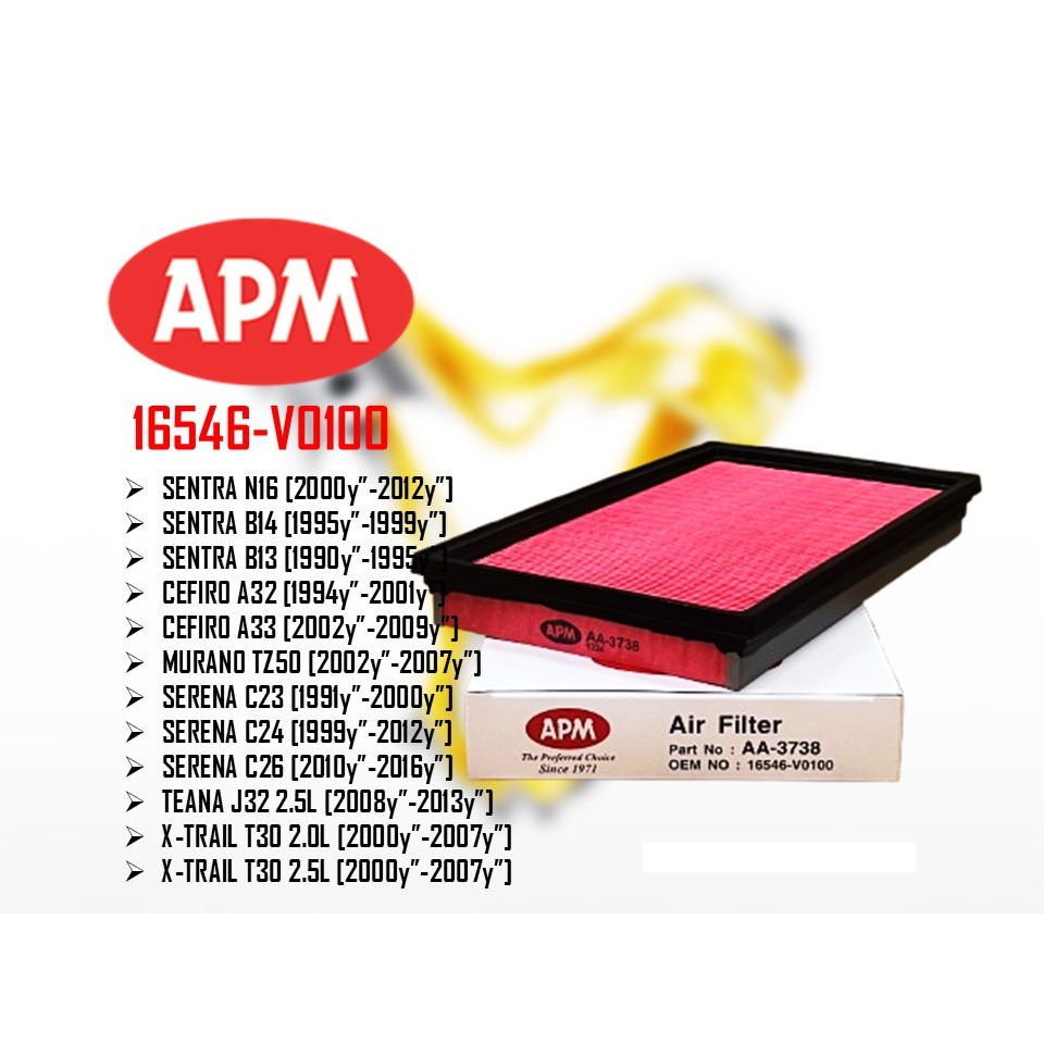 APM Air Filter - Nissan Sentra B14 B13 Teana J32 2.5L X-Trail T30 ...