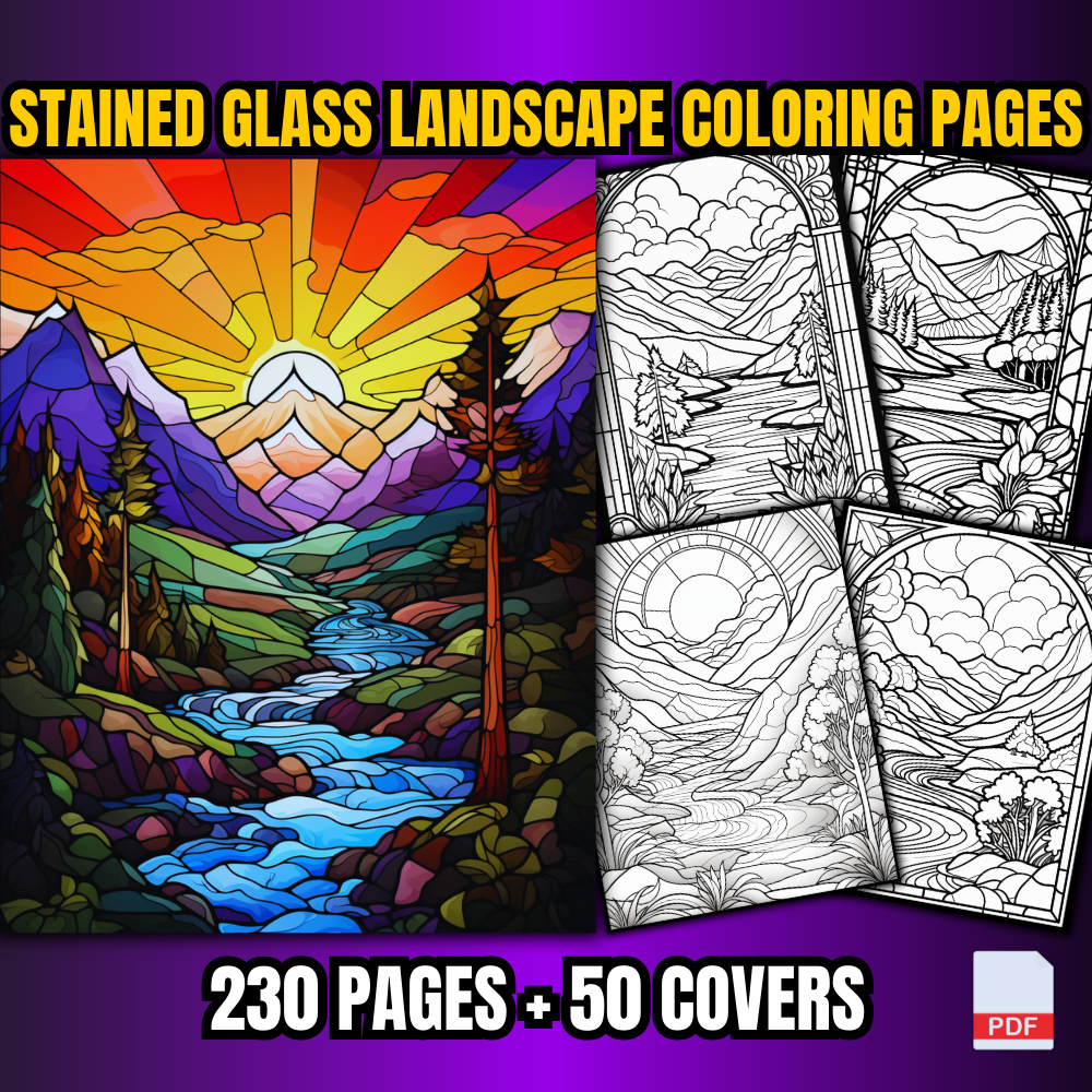 [PDF] 230 Stained Glass Landscape Coloring Pages For Adults | Shopee ...