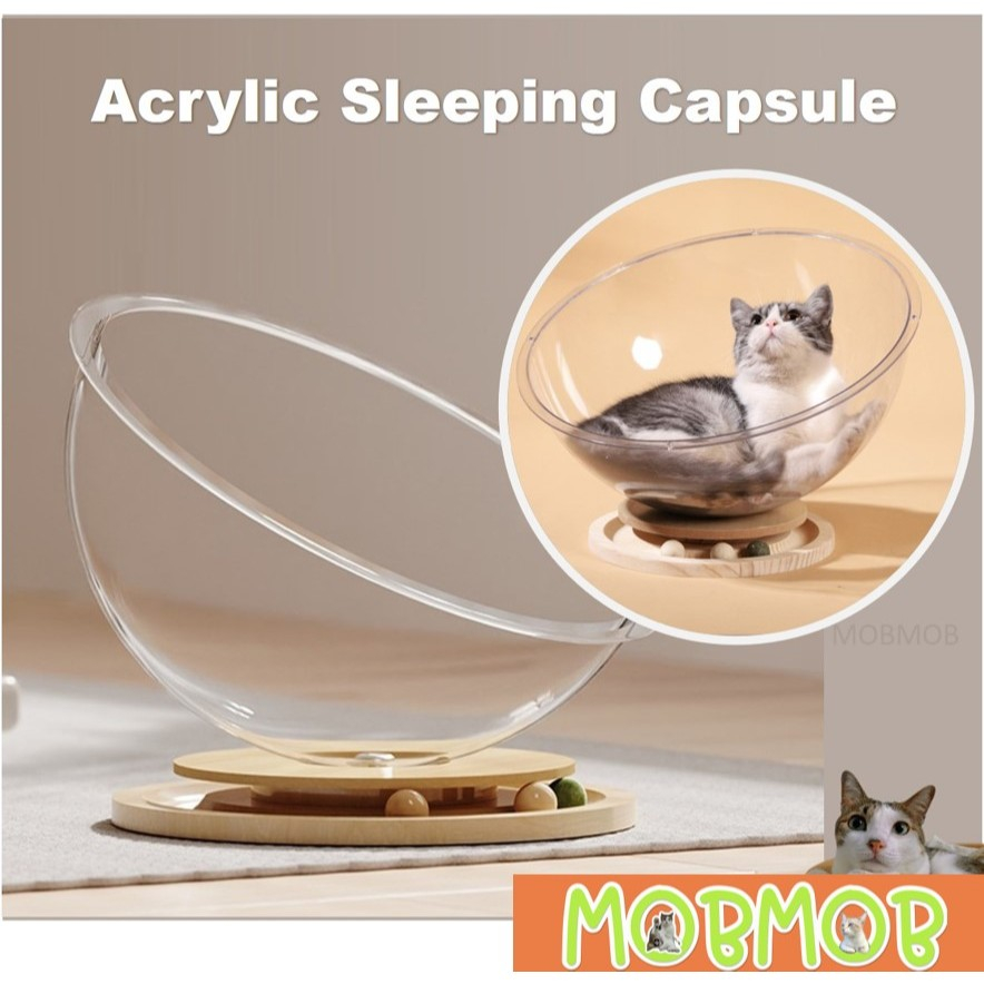 Round Space Capsule for Cat Sleeping Napping Bedding Large Acrylic ...