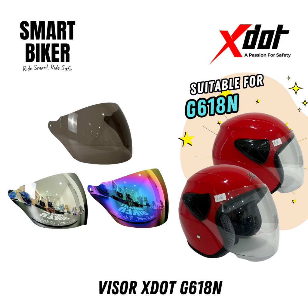 Visor Helmet XDOT G618N (Tinted, Silver, Rainbow) | Shopee Malaysia