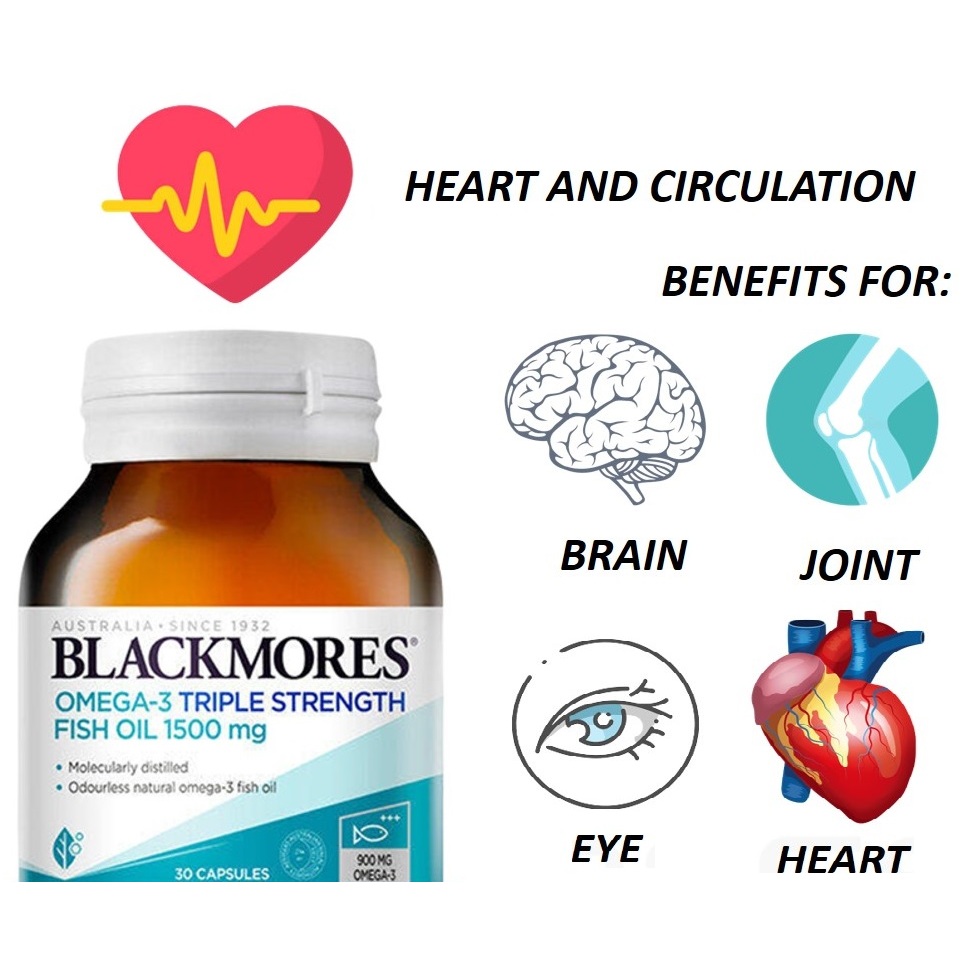 Blackmores Omega 3 Triple Strength Fish Oil 1500mg (30 / 60 Caps ...