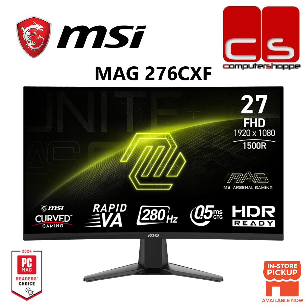 MSI MAG 276CXF 27'' FHD 280HZ 0.5MS HDR Rapid VA Curve 1500R Gaming ...