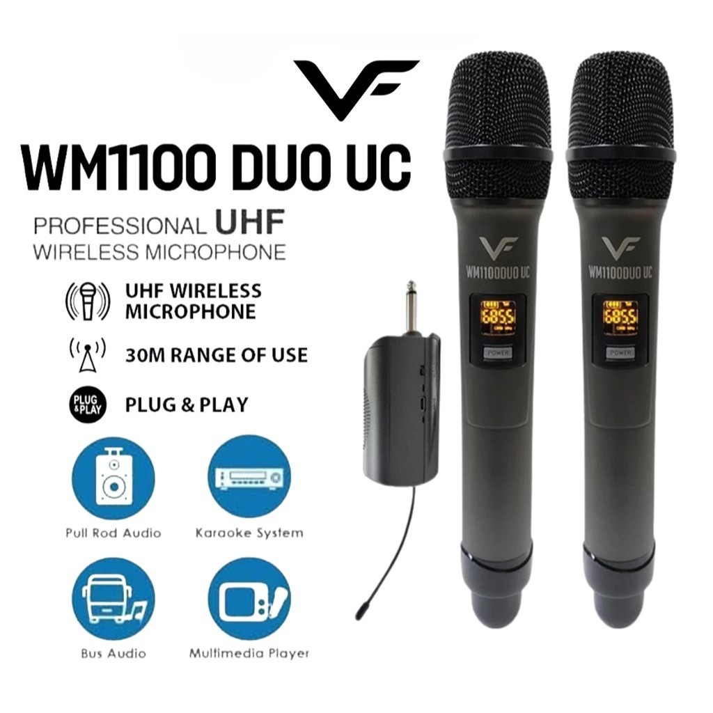 Vinnfier VF WM1100DUOUC Professional UHF Wireless Microphone with ...