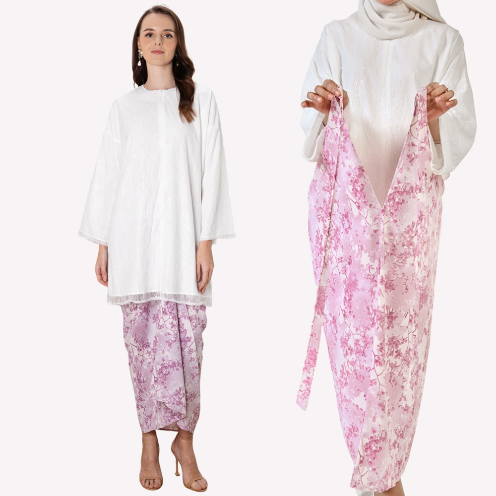 [Baju Raya 2025] ERA MAYA Widuri Sequin Lace Kurung Labuh Lilac Pareo ...
