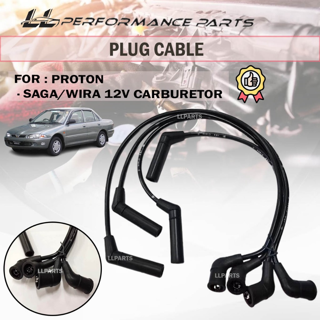 Original Proton Saga Wira 12V Carburetor Spark Plug Cable Set Ignition ...