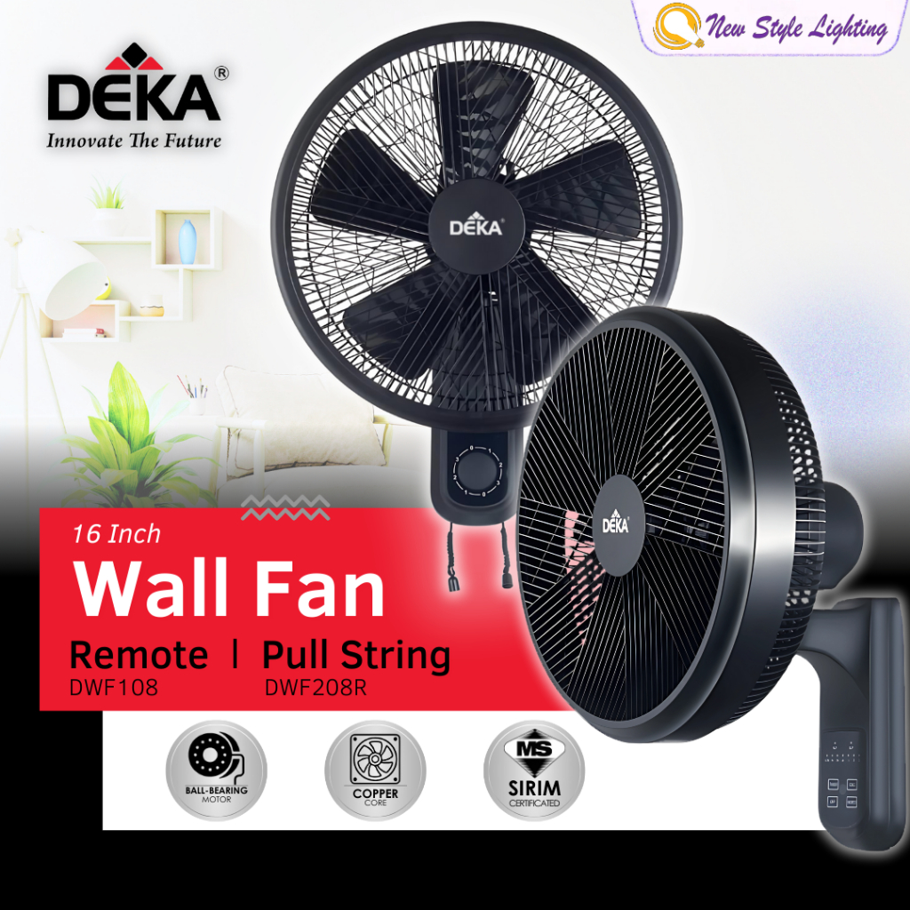 DEKA Wall Fan Kipas Dinding DWF108 DWF208R 16" SIRIM Copper Ball ...