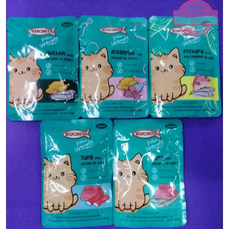 Kucinta Makanan Kucing Basah paket 80g x 12 pkt /Kucinta Cat Wet Food ...
