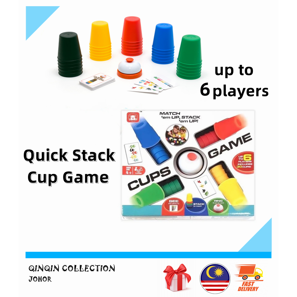 Speed Cup Board Game Children Bell Ring Match Stack Up Toys Quick Stack ...