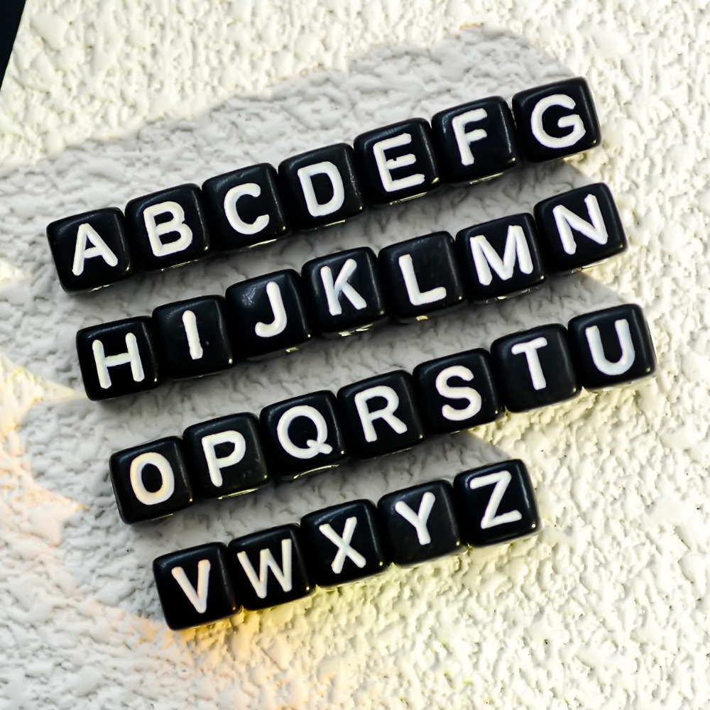 Ready Stock 🇲🇾 10 GRAM MANIK ABJAD / ALPHABET BEAD KIUB KHUSUS HITAM ...