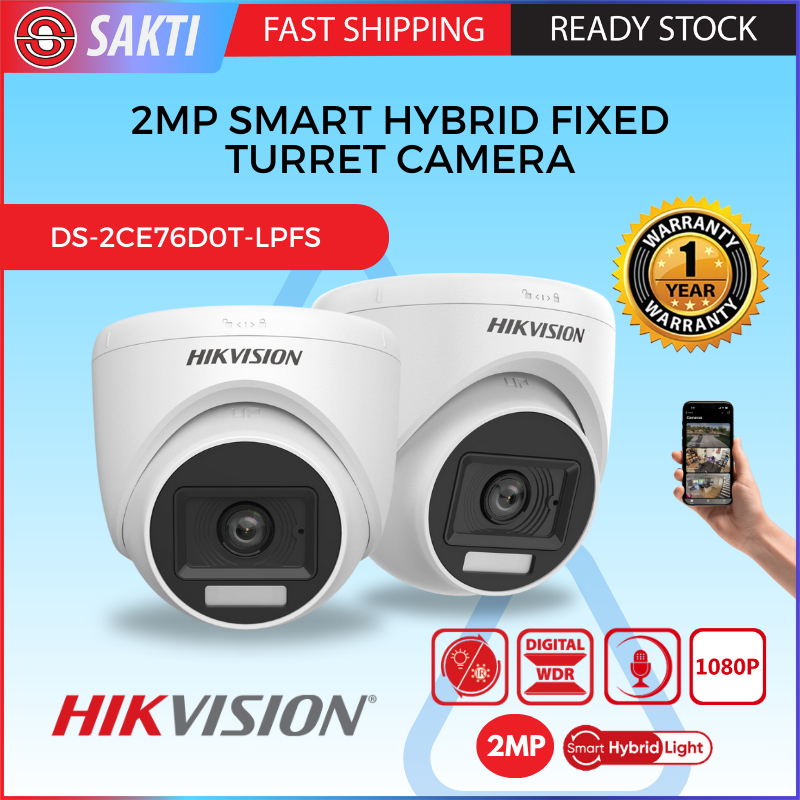 HIKVISION 2MP Smart Hybrid Light Audio Fixed Turret Camera (DS-2CE76D0T-LPFS) HD CCTV | Shopee ...
