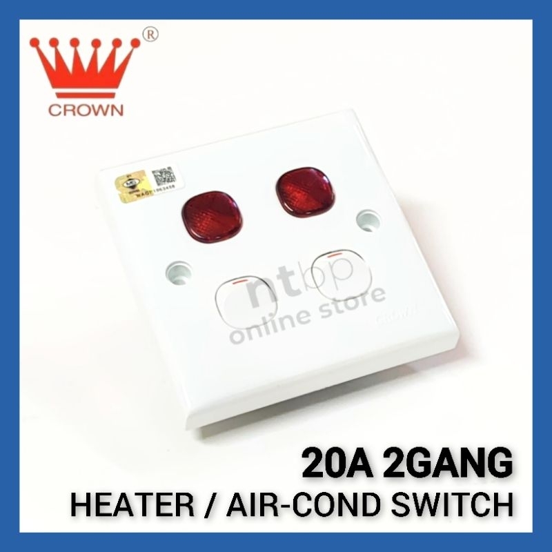 CROWN CA-SERIES 2Gang 20A Water Heater / Air-cond ON/OFF Switch With ...
