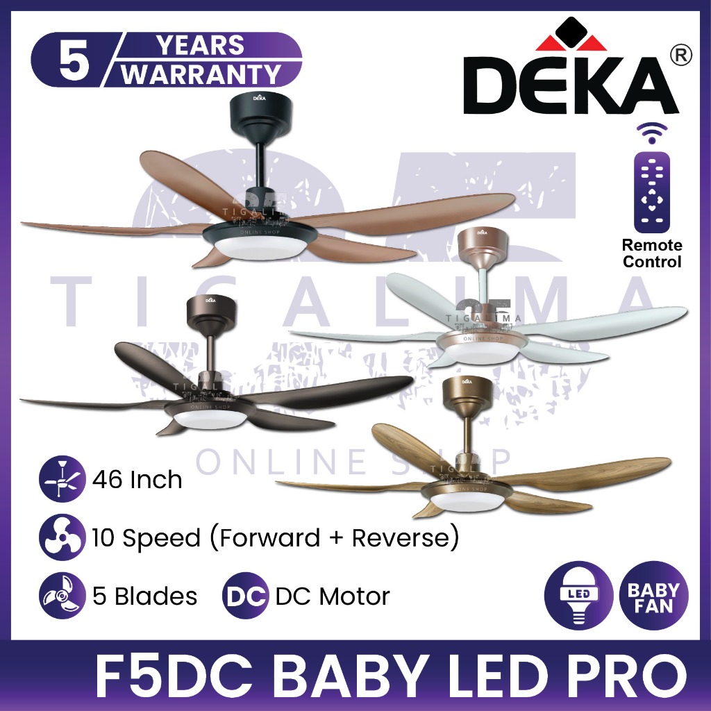 DEKA F5DC BABY LED PRO 46 Inch 5 Blades 10 Speed DC Motor Remote ...