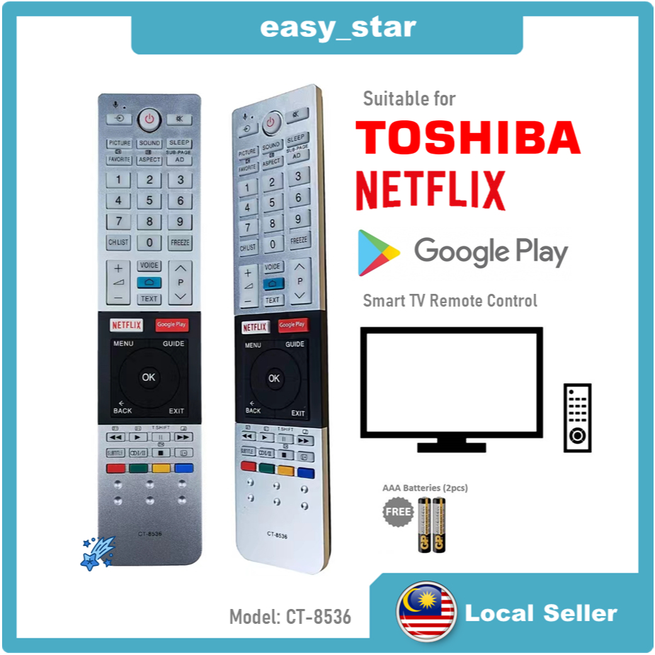 Toshiba Smart Led Tv Android Netflix Google Play Remote Control (CT-8536) | Shopee Malaysia