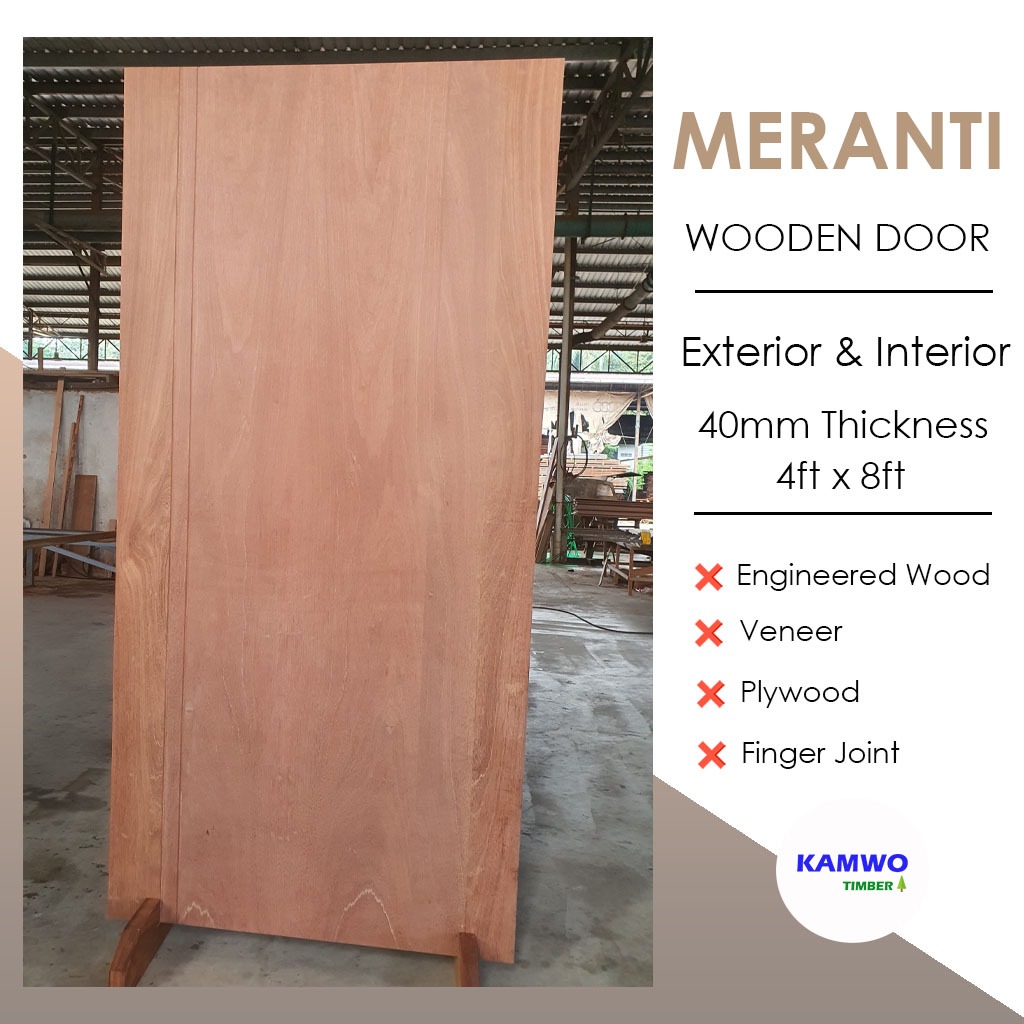Dark Red Meranti Wooden Main Door 4ft x 8ft Made of Top Notch Kiln ...