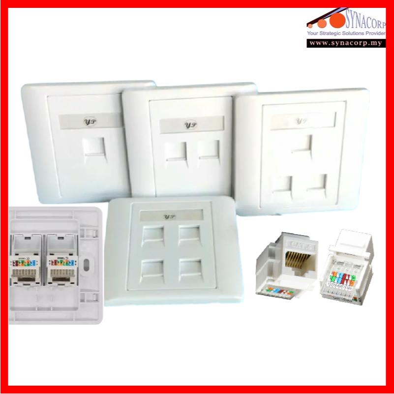 RJ45 Cat5e Cat6 Keystone Jack Network Faceplate Wall Panel Face Plate ...