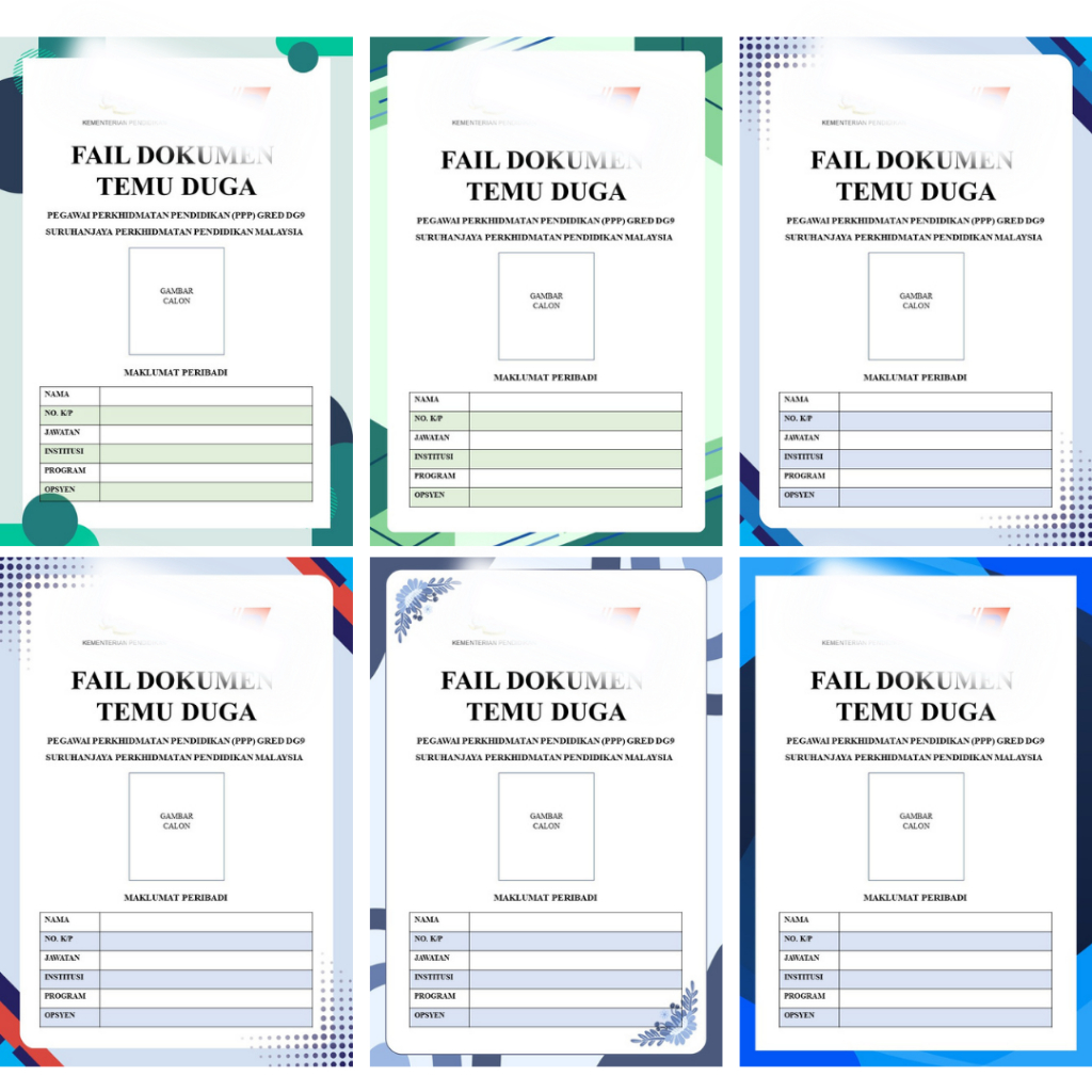 Template cover divider/ Sijil / Fail Temuduga SPP 2025 / Interview ...