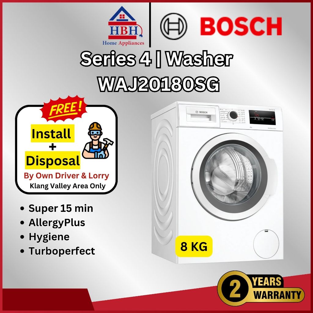 (FreeInstall) Bosch | Washer | WAJ20180SG | AllergyPlus / Hygiene ...