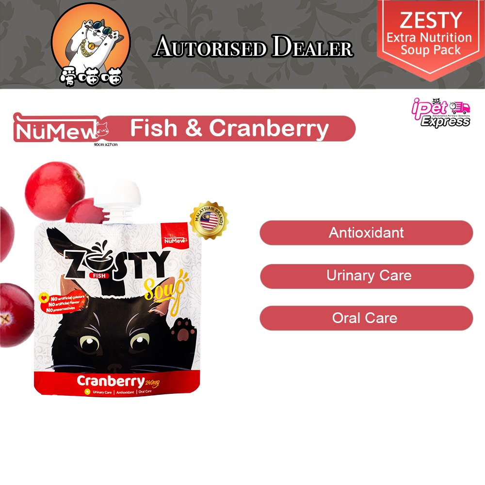 Numew Zesty Fish & Cranberry Cat Soup Pouch Hydrating Kidney Enhance ...