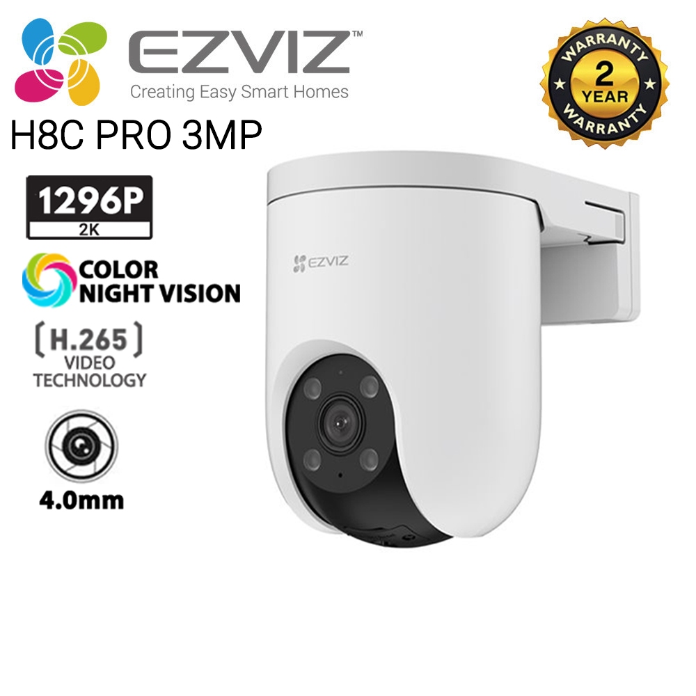 EZVIZ H8C Pro 3MP 2K Pan/Tilt Two Way Talk Color Night Vision ...