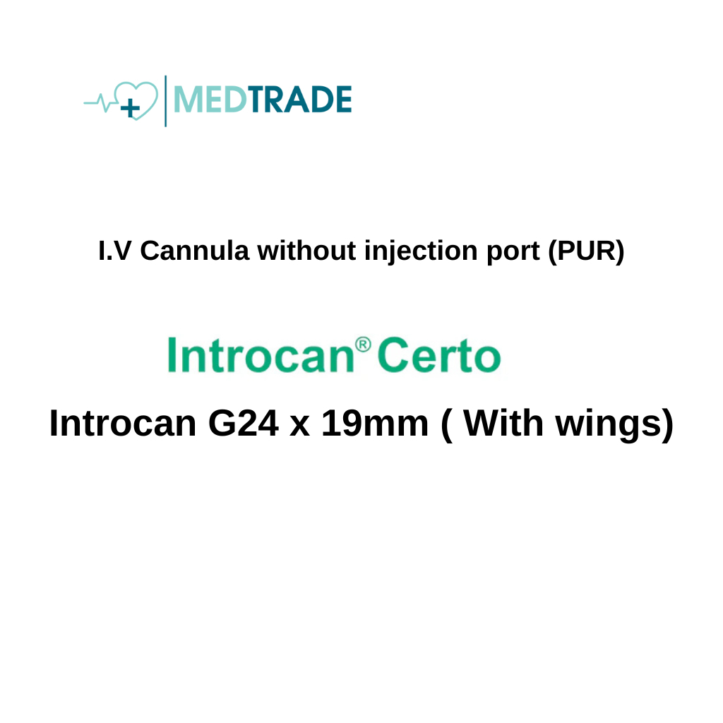 Introcan G24 I.V Cannula with Wings - 19mm without Injection Port-50's ...