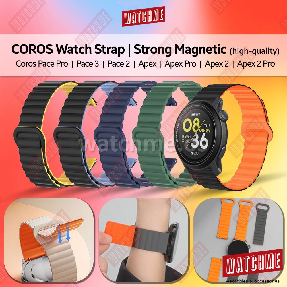COROS Smart Watch Strap, Strong Magnetic Clasp 22mm 20mm, Fine Silicone Material (Pace 2 3 Pro ...