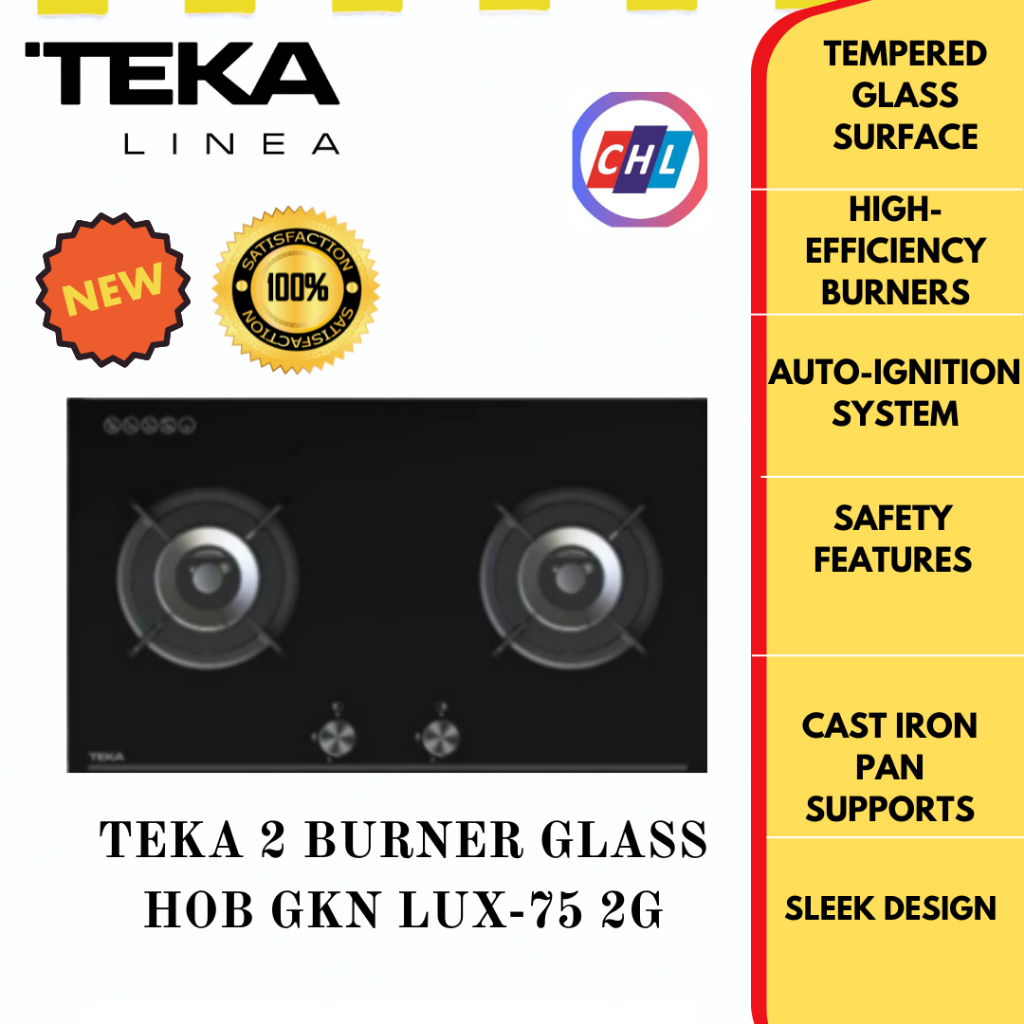 TEKA 2 BURNER GLASS HOB GKN LUX-75 2G(cut out: 650-700mm x 350-400mm ...