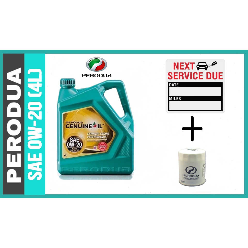 Perodua SAE 0W20 Green Fully Synthetic Engine Oil (4 Liter) Myvi, Axia ...