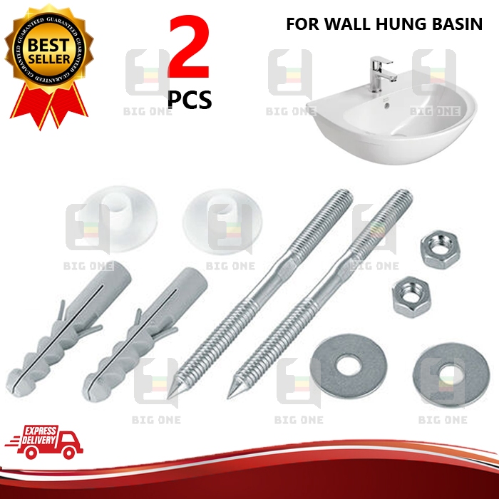 (2PCS) WCA-M10 WALL HUNG BRACKET CERAMIC WASH BASIN FIXING BOLT KIT SET ...