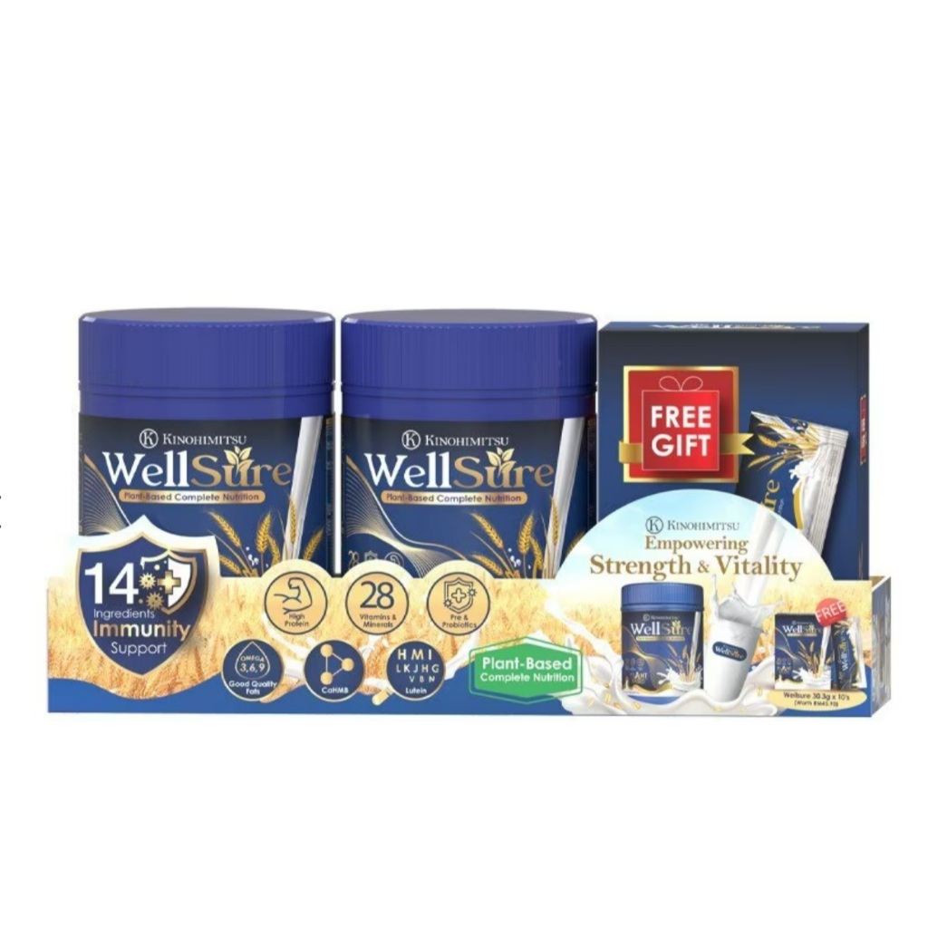 Kinohimitsu Wellsure 2x850g FREE 10 Sachets [EXP 10/2025] Plant-Based ...