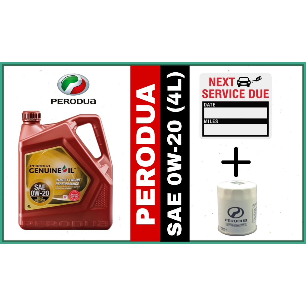 Perodua SAE 0W20 Red Fully Synthetic Engine Oil (4 Liter) for Axia ...