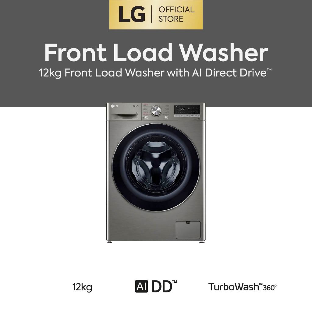 LG 12kg Front Load Washer with AI Direct Drive™ and TurboWash™360˚ FV1412S3P | Shopee Malaysia