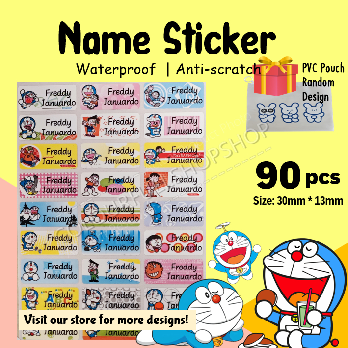 Doraemon Name Sticker custom made for kids, kindergarten, daycare ...
