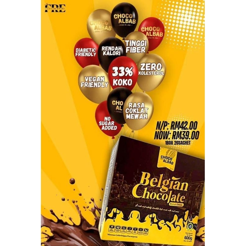 Belgian Chocolate Drink 1 sachet 30gram 1 kotak 20 sachet | Shopee Malaysia