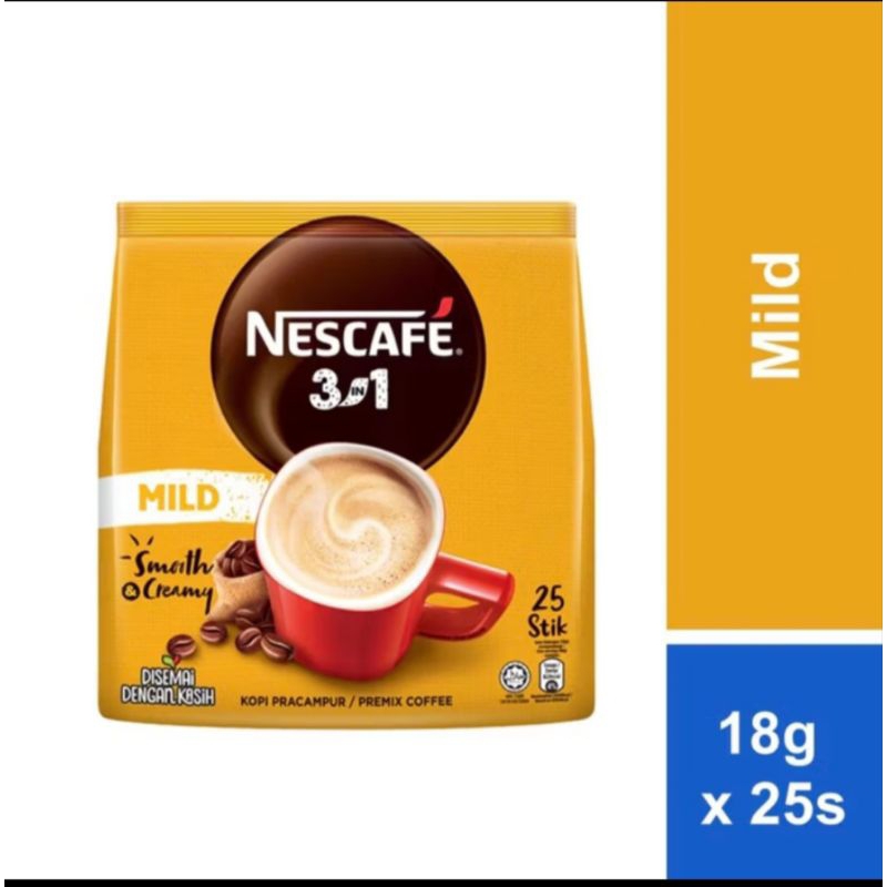 Nescafe 3 in 1Premix Coffee Mild 25s x 18g exp:31/03/2025 | Shopee Malaysia