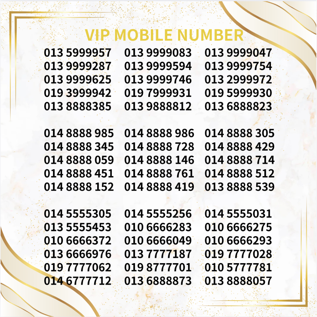 VIP Number ABAB , AABB , ABBB, ABBA , Fengshui VIP Number ,Lucky Number ...