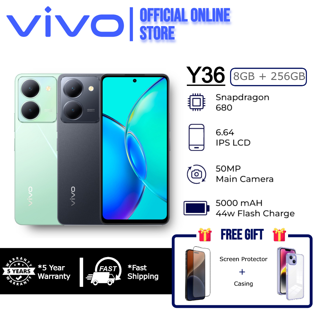 VIVO Y36 5G 16*GB RAM +256GB ROM Smartphone 44W FlashCharge + 5000 mAh 50MP Fun Camera 6.64 ...