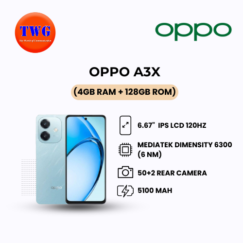 OPPO A3X | 4GB RAM + 128GB ROM | Shopee Malaysia
