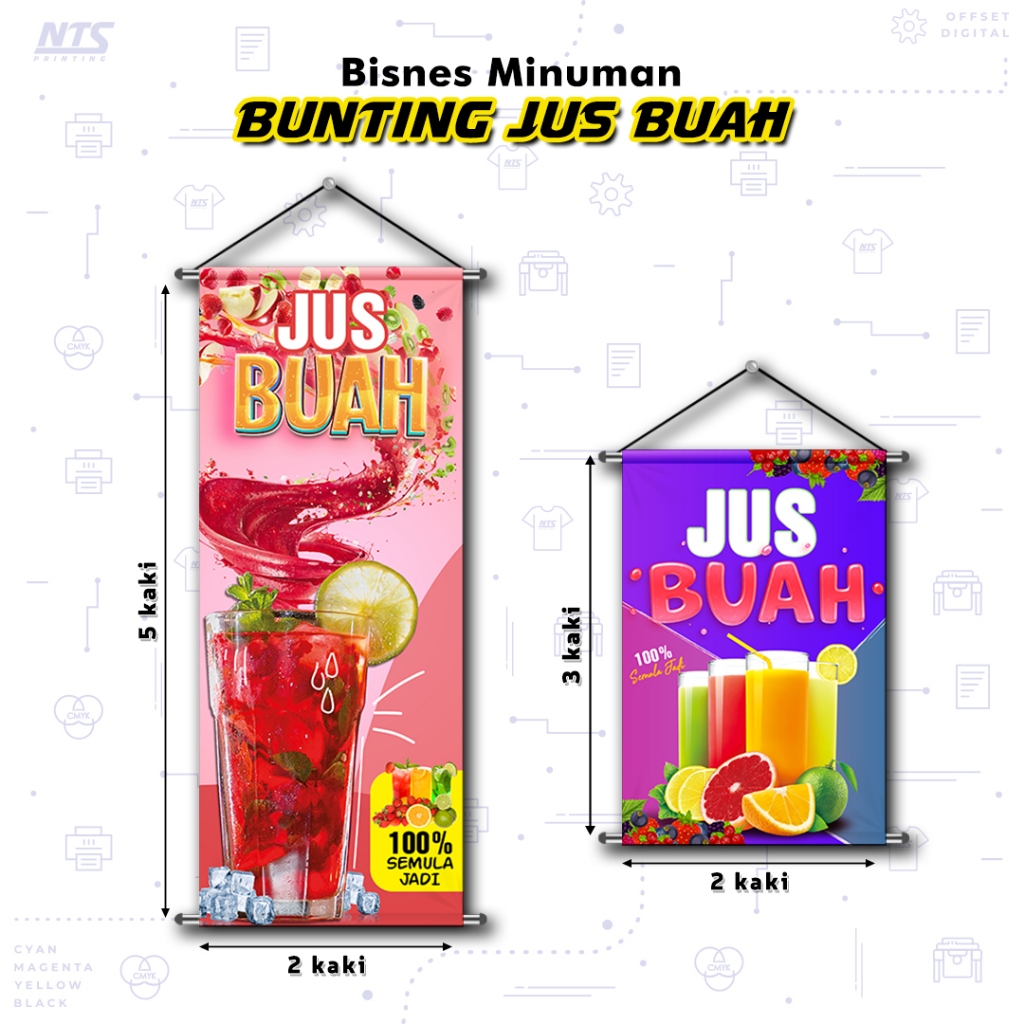 🍹FREE DESIGN🍹 Bunting Air Jus Buah - Tahan Lasak / Peniaga Penjual Air ...