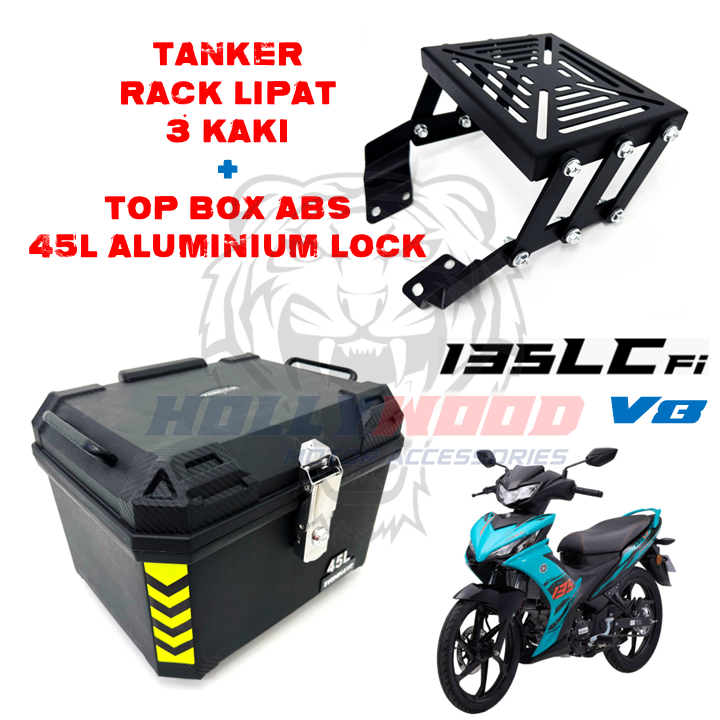 LCV8 MONORACK LIPAT JB STYLE + 45L ABS TOP BOX ALUMINIUM LOCK COMBO SET ...