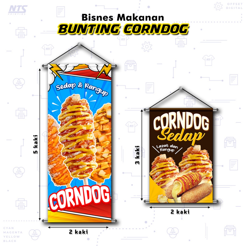 READY DESIGN BUNTING CORNDOG - MAKANAN / KHEMAH / PASAR MALAM / BAZAAR ...