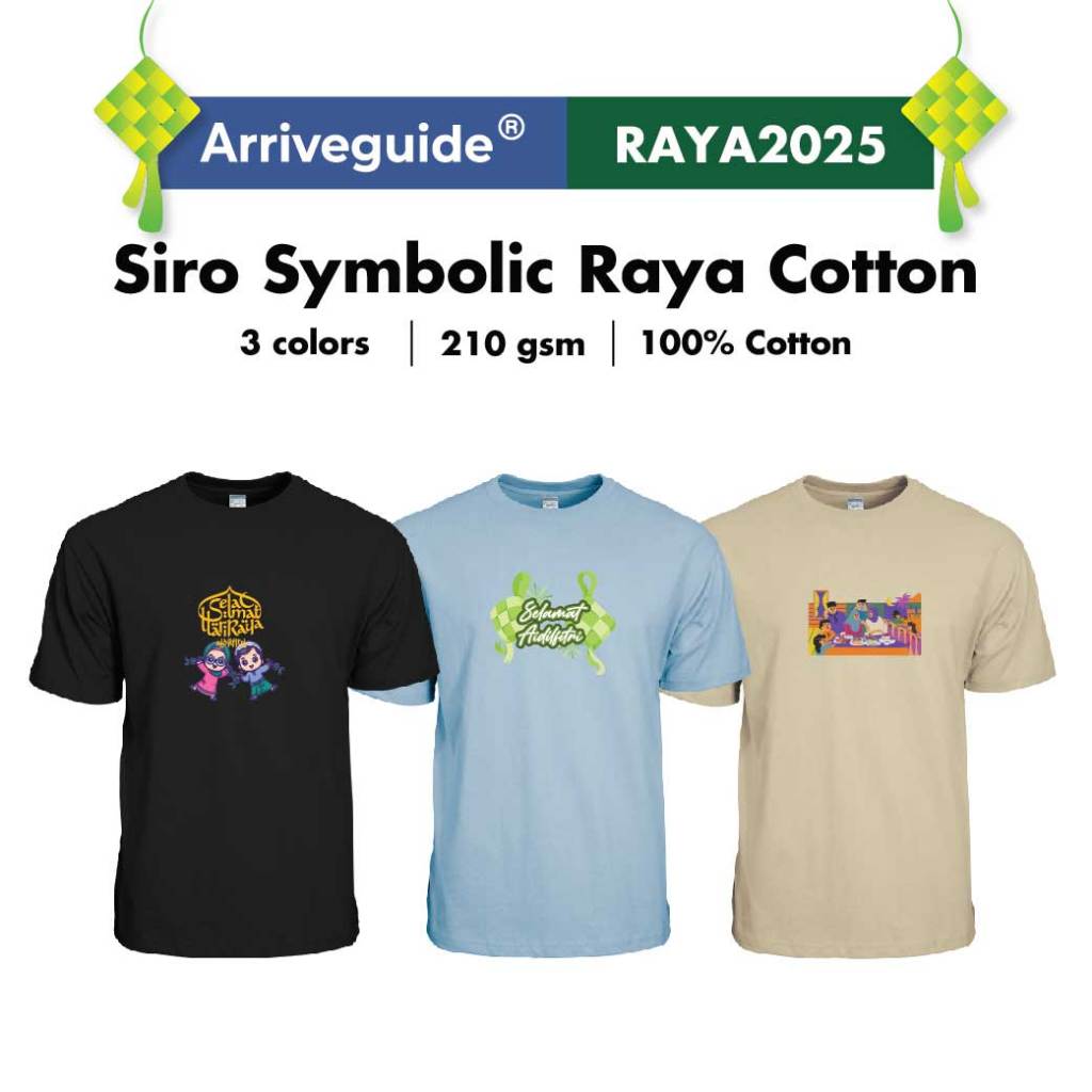ARRIVE GUIDE BAJU RAYA 2025 Cotton T-Shirt Selamat Hari Raya Aidilfitri ...