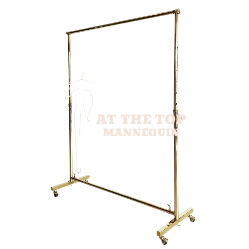 Gold Heavy Duty Extendable Single Round Bar Clothes Rack/Garment Rack ...