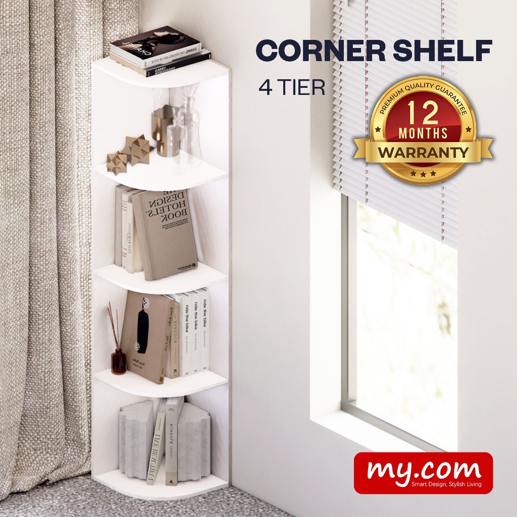 Rak Sudut 4 Tingkat Corner Shelf 4 Tier Bookshelf Decorative Shelf rak ...