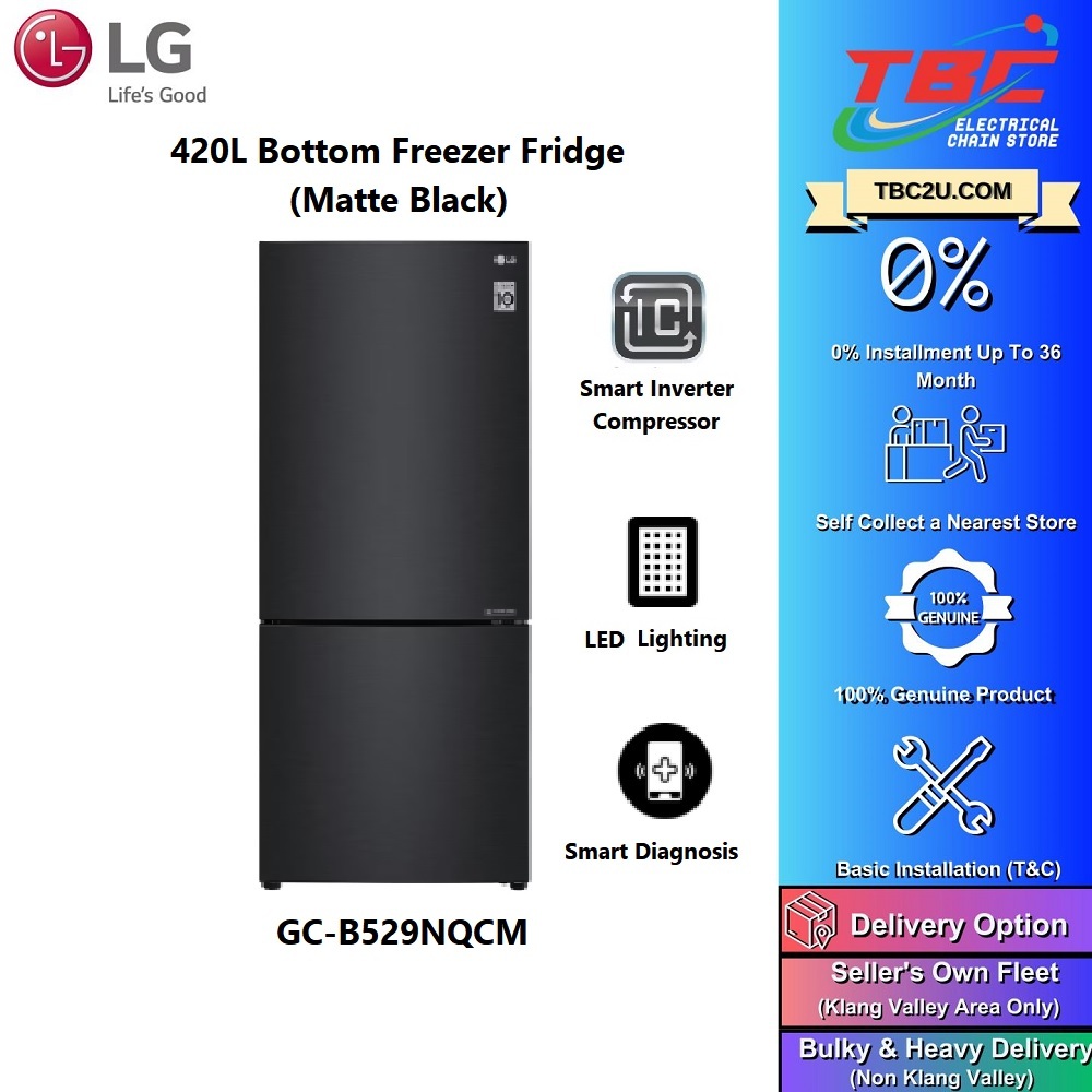 LG 420L Bottom Freezer Fridge in Matte Black Finish Inverter ...